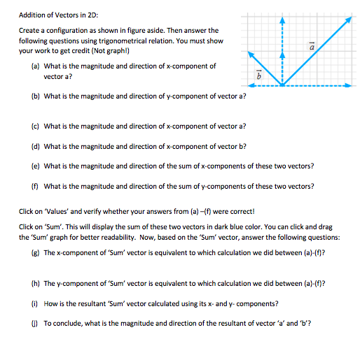 Solved Addition of Vectors in 2D: a Create a configuration | Chegg.com