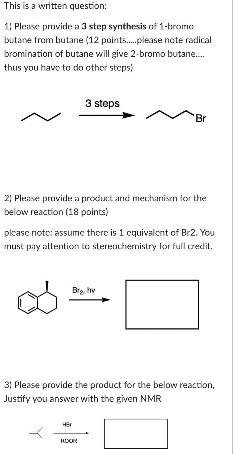 Solved This is a written question: 1) Please provide a 3 | Chegg.com
