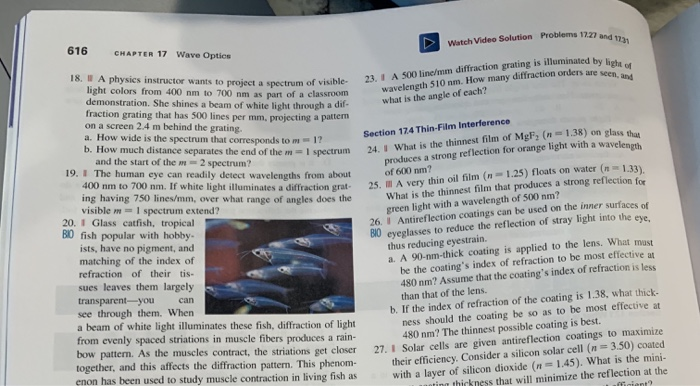 Solved 616 CHAPTER 17 Wave Optics Problems 1722 Watch Video | Chegg.com