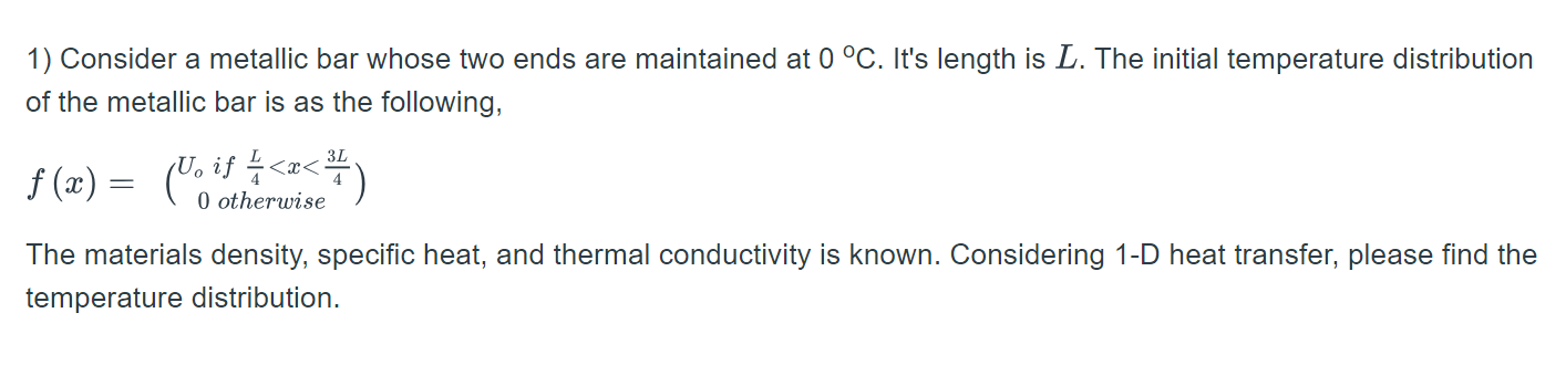 Solved 1) Consider a metallic bar whose two ends are | Chegg.com