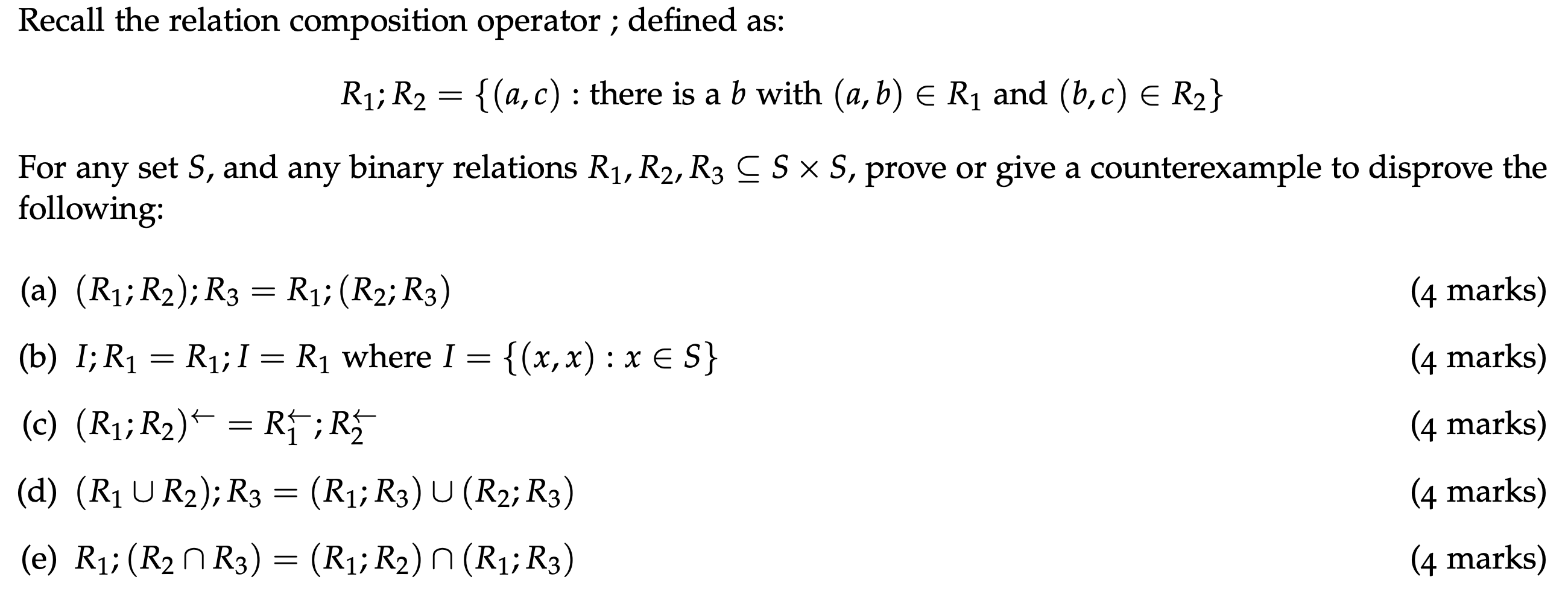 Recall the relation composition operator ; defined | Chegg.com