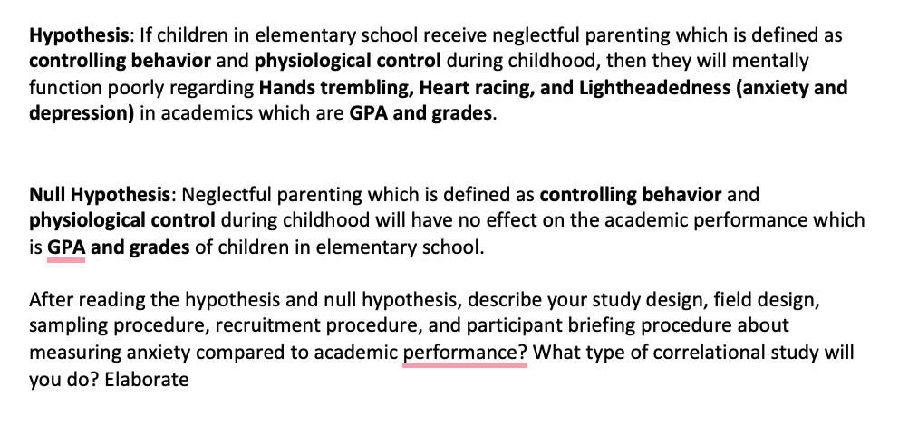 Hypothesis: If children in elementary school receive | Chegg.com