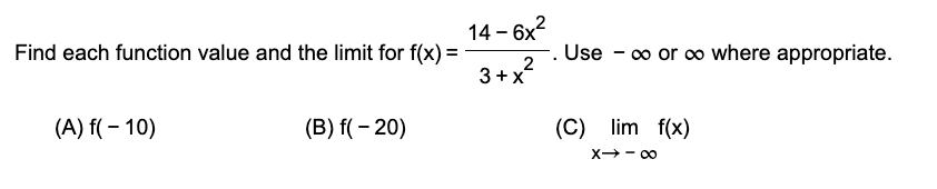 Solved Find each function value and the limit for | Chegg.com