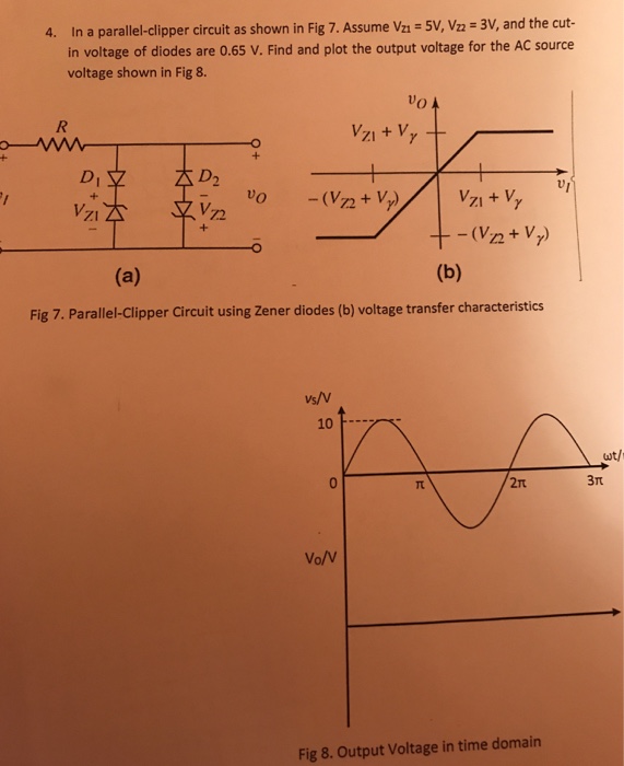 Solved In a parallel-clipper circuit as shown in Fig 7. | Chegg.com