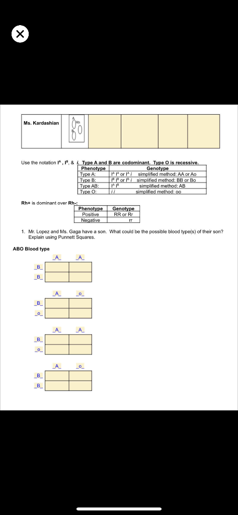Solved Х Pre-Lab Blood-Typing Lab: How to interpret results! | Chegg.com