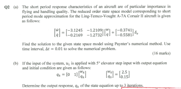 Q2 (a) The short period response characteristics of | Chegg.com