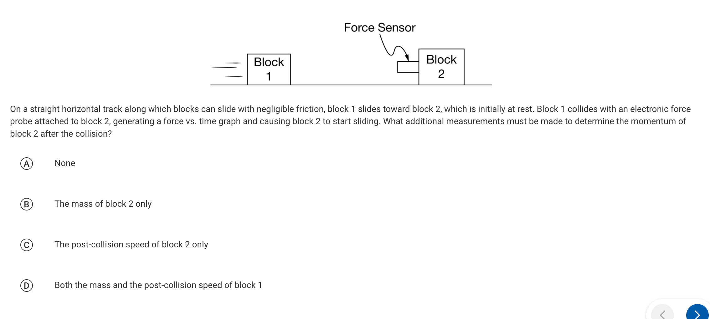Solved Force Sensor Block 1 Block 2 On a straight horizontal | Chegg.com