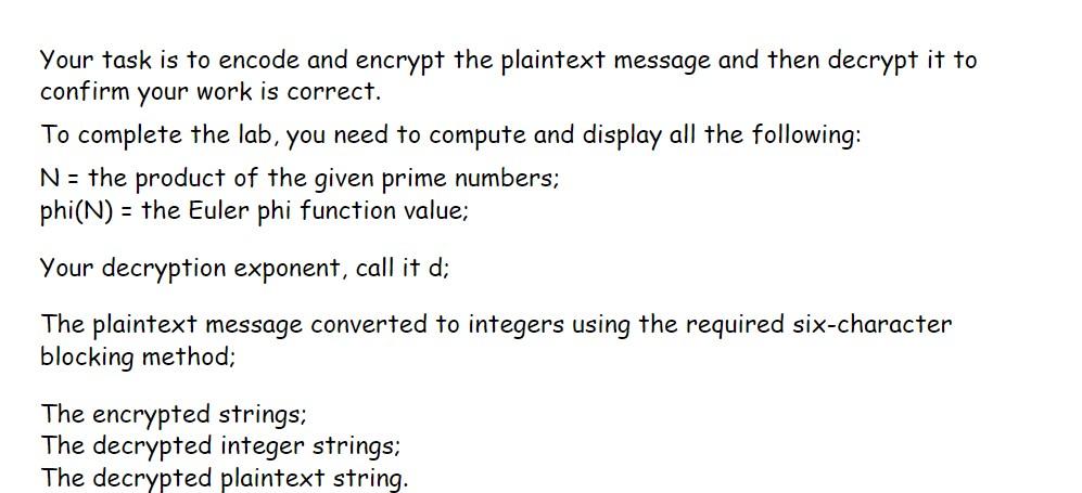 Solved Your RSA project plaintext string is 'Hi Mom123456' | Chegg.com