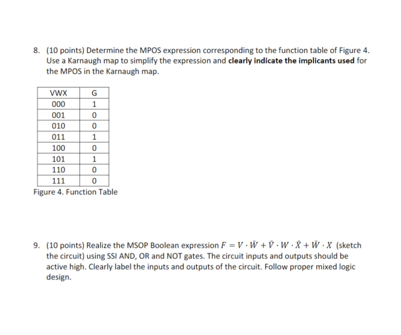 Solved 8. (10 points) Determine the MPOS expression | Chegg.com