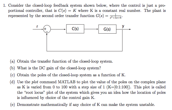 Solved 1. Consider the closed-loop feedback system shown | Chegg.com