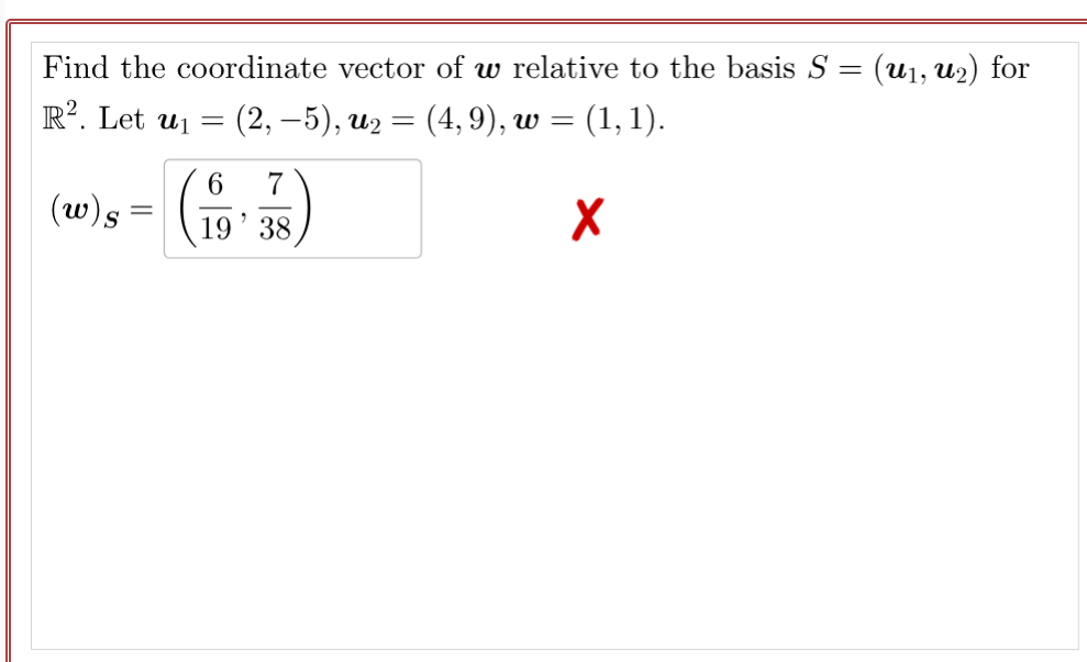 Solved Find the coordinate vector of w relative to the basis | Chegg.com