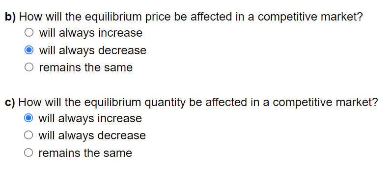 Solved b) How will the equilibrium price be affected in a | Chegg.com