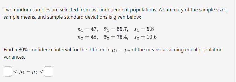 Solved Two random samples are selected from two independent | Chegg.com