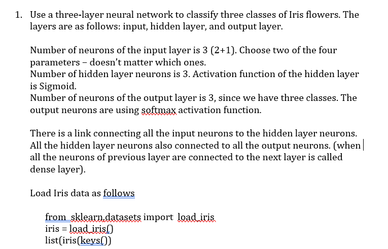 Solved 1. Use a three-layer neural network to classify three | Chegg.com