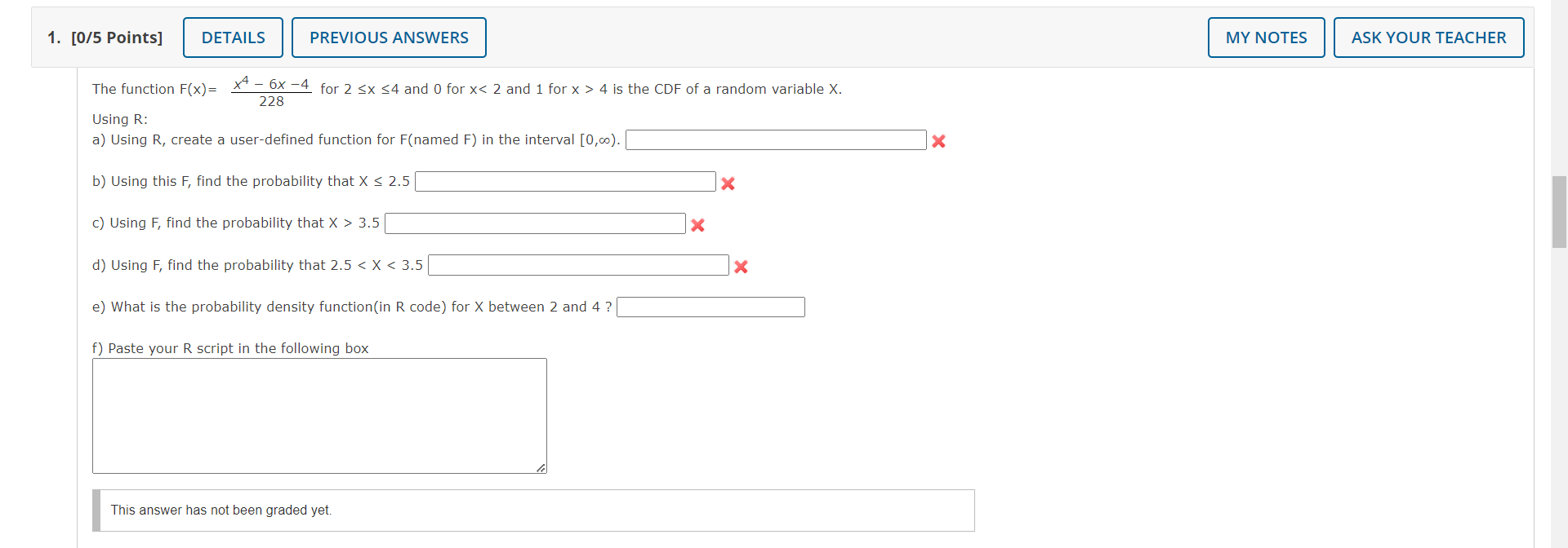 Solved The function F(x)=228x4−6x−4 for 2≤x≤4 and 0 for x