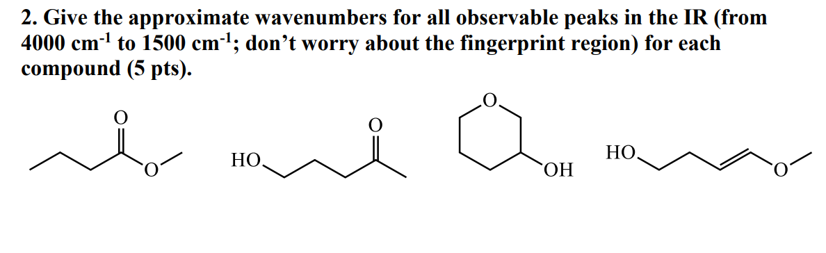Solved 2. Give the approximate wavenumbers for all | Chegg.com