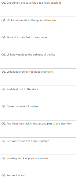 Solved Q1. Checking if the data value in a node equals N Q1. | Chegg.com