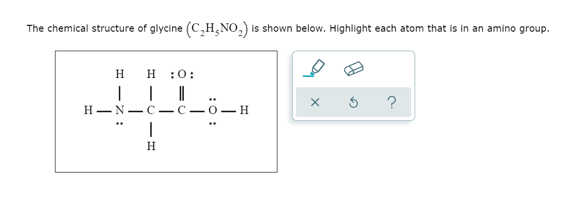 Solved The chemical structure of glycine (C,H,NO2) is shown | Chegg.com