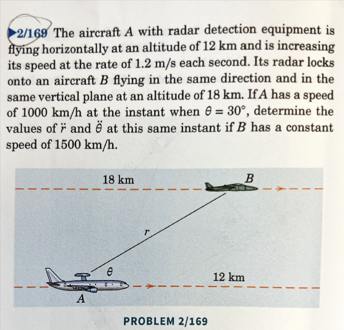Solved 2/169 The aircraft A with radar detection equipment | Chegg.com