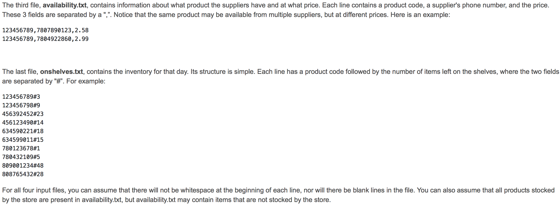 Assignment Specifications Problem: Data | Chegg.com