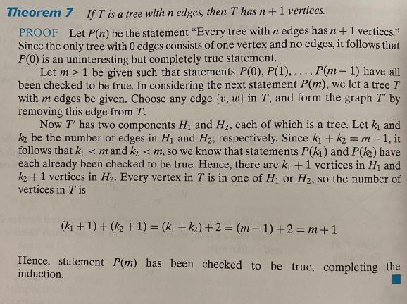 Theorem 7 If T Is A Tree With N Edges Then T Has N 