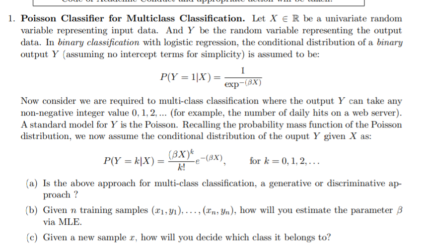 Solved Poisson Classifier for Multiclass Classification. Let | Chegg.com