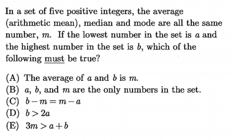 In a set of five positive integers, the average | Chegg.com