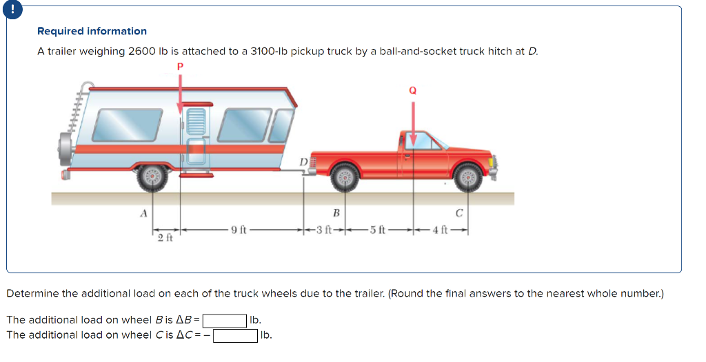 Required information A trailer weighing 2600lb is | Chegg.com