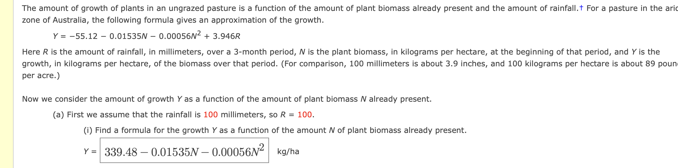 Solved The amount of growth of plants in an ungrazed pasture | Chegg.com