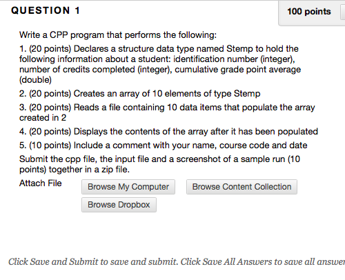 Solved QUESTION 1 100 points Write a CPP program that | Chegg.com
