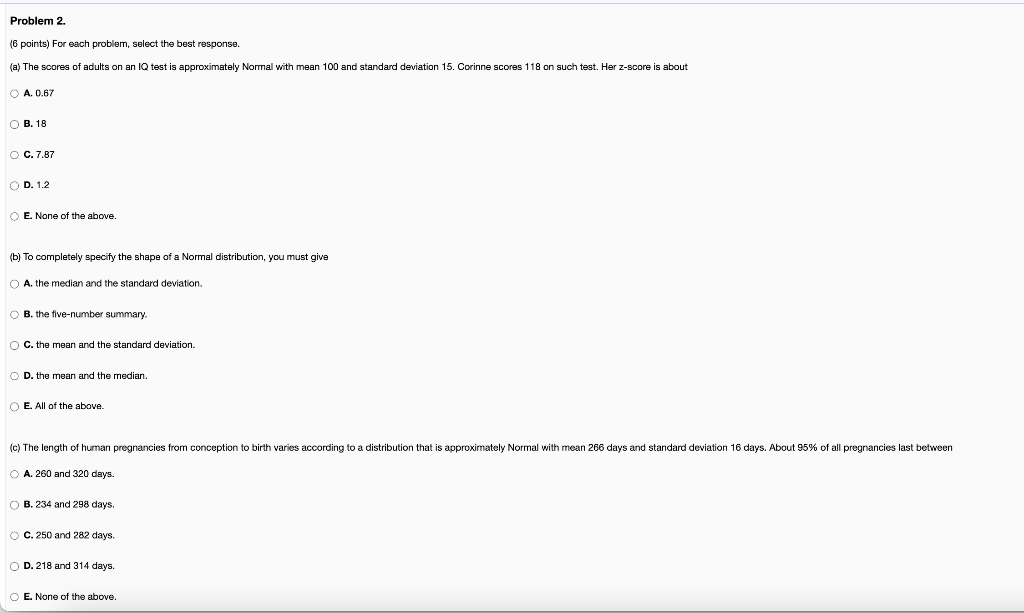 Solved (6 points) For each problem, select the best | Chegg.com