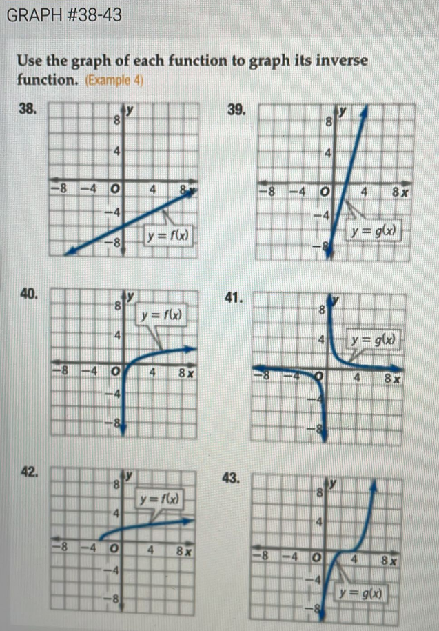 Solved GRAPH #38-43 Use the graph of each function to graph | Chegg.com