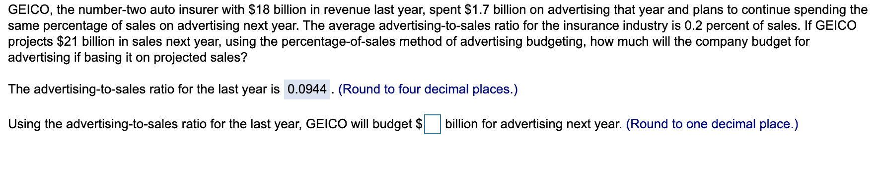 Solved GEICO, the number-two auto insurer with $18 billion | Chegg.com