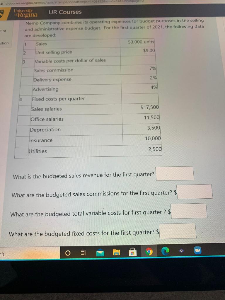 Solved urcourses uregina.ca/mod/quattempt php | Chegg.com
