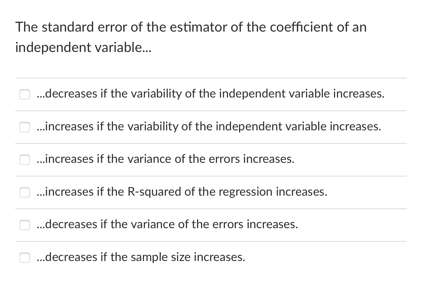 Solved The standard error of the estimator of the | Chegg.com