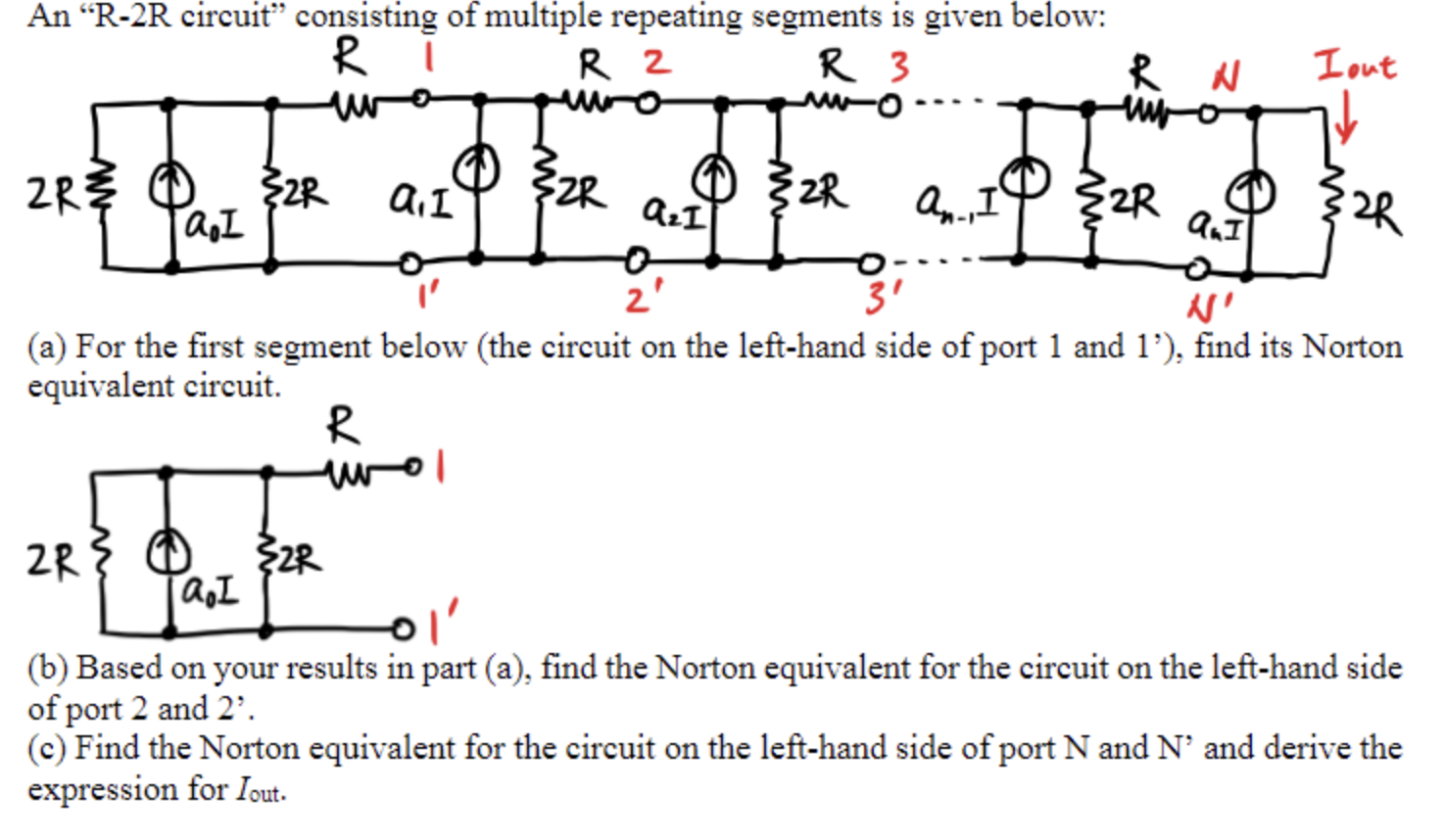 Solved An "R-2R circuit" consisting of multiple repeating | Chegg.com