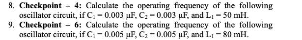 Solved 8. Checkpoint – 4: Calculate the operating frequency | Chegg.com