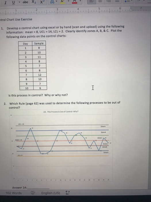 Solved trol Chart Use Exercise Develop a control chart using | Chegg.com