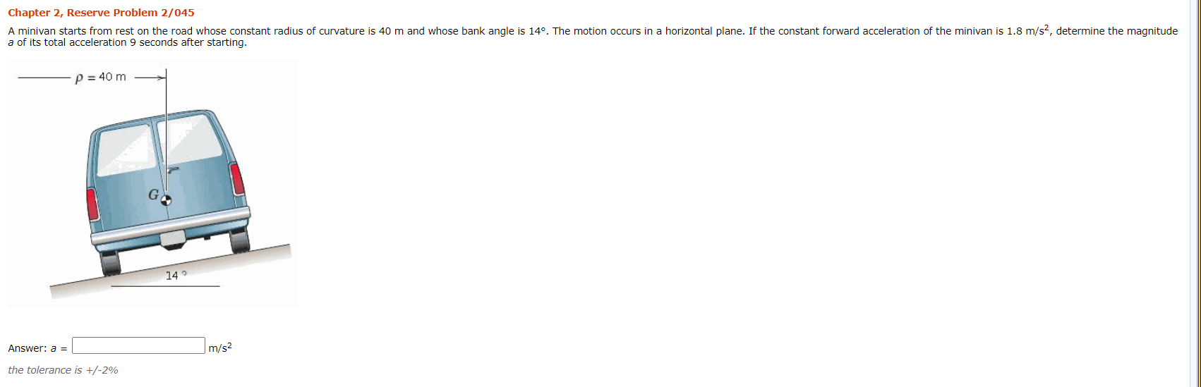 Solved Chapter 2, Reserve Problem 2/045 A minivan starts | Chegg.com