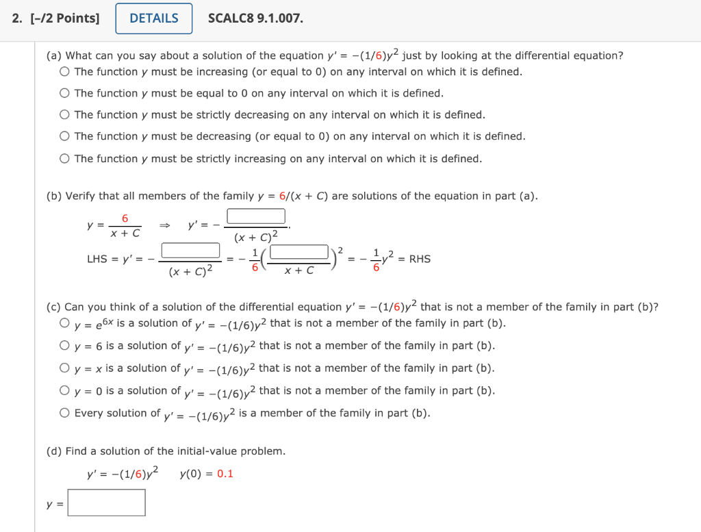 Solved 2. [-/2 Points] DETAILS SCALC8 9.1.007. (a) What can | Chegg.com