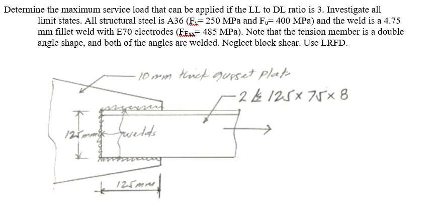 Solved Determine the maximum service load that can be | Chegg.com