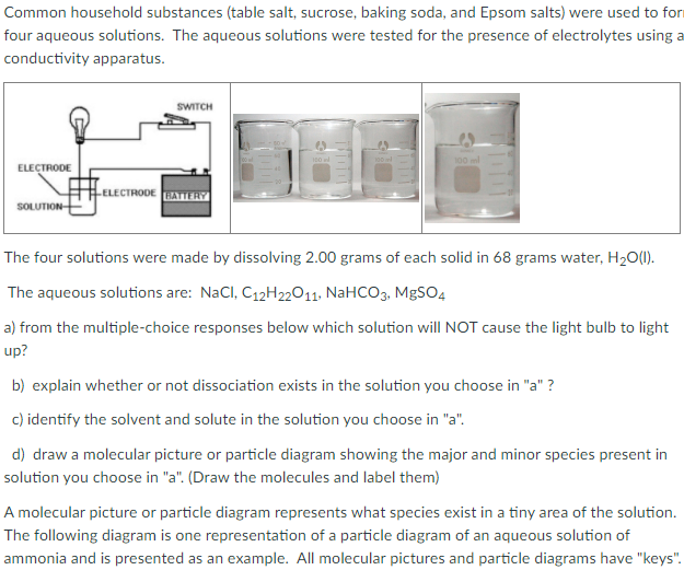 Solved Common household substances (table salt, sucrose, | Chegg.com