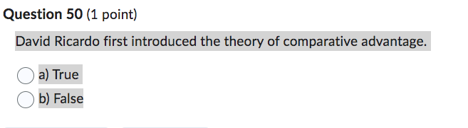 Solved David Ricardo first introduced the theory of | Chegg.com