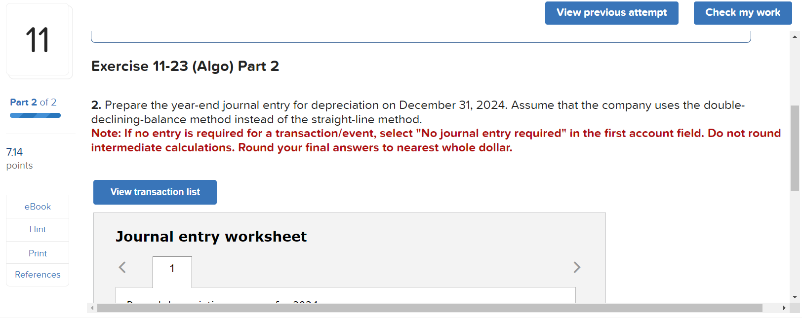 Solved Required information Exercise 11-23 (Algo) Change in | Chegg.com