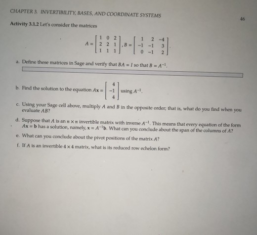 Solved CHAPTER 3. INVERTIBILITY, BASES, AND COORDINATE | Chegg.com