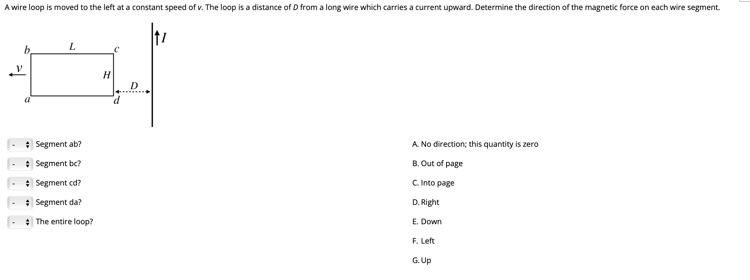 Solved A wire loop is moved to the left at a constant speed | Chegg.com