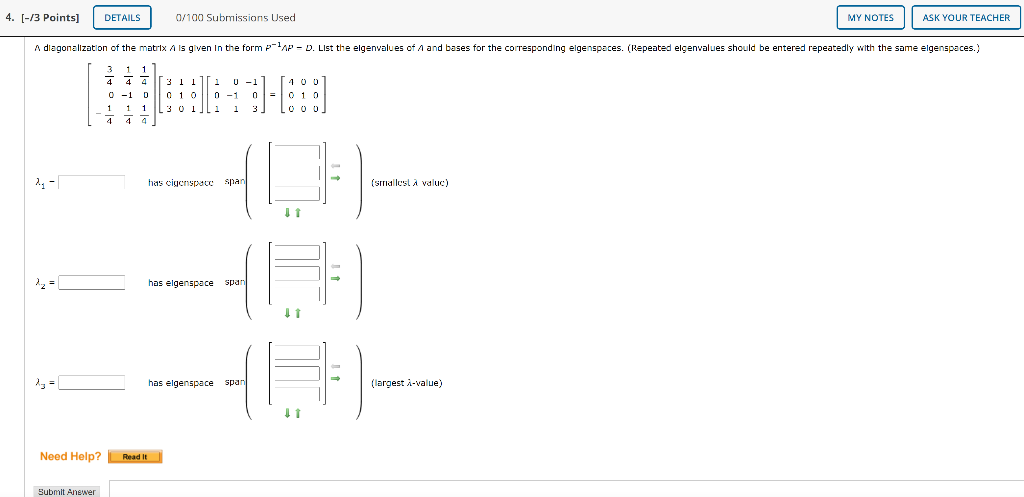 Solved 4. (-13 Points] DETAILS 0/100 Submissions Used MY | Chegg.com