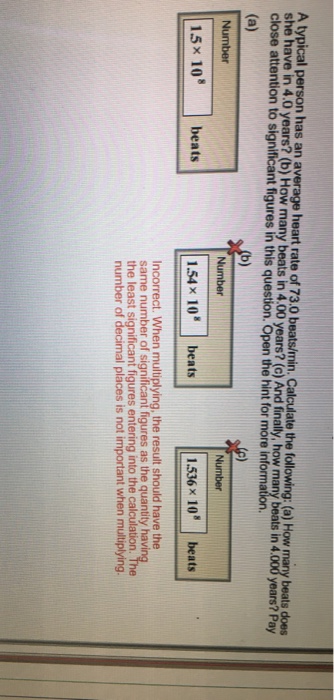 Solved A typical person has an average heart rate of 73.0 | Chegg.com