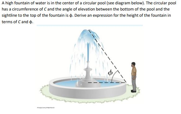 Solved A high fountain of water is in the center of a | Chegg.com