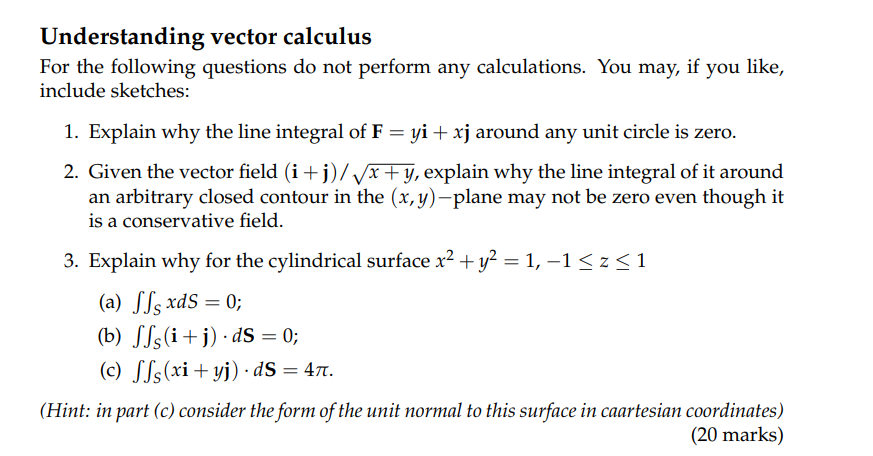 Solved Understanding vector calculus For the following | Chegg.com